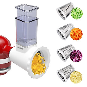 Updated Slicer/Shredder Attachments for KitchenAid Stand Mixers, Food Slicers Cheese Grater Attachment for Kitchenaid, Cheese Grater for KitchenAid Mixer with 4 Blades Dishwasher Safe
