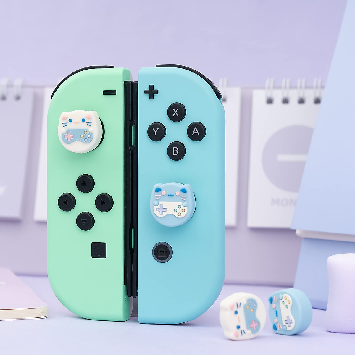 GeekShare Cute Animal Theme Thumb Grip Caps,Compatible with Switch/OLED/Switch Lite, Soft Silicone Joystick Cover,4PCS - Gaming Cat