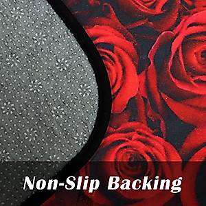 BVOGOS Bathroom Rugs Soft Non Slip Bath Mat Romantic Red Roses Ultra Soft Foam Welcome Doormat Bath Rugs for Bathroom Toilet Base Sink Floor Mat Kitchen Runner 23.6 x 15.7 Inches