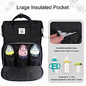 COTTONBEBE Diaper Bag with Changing Pad, Large Baby Bags Backpack with Stroller Straps & Insulated Pockets, Multifunction Waterproof Travel Diapers Back pack for Women & Man, Black