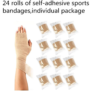 24 Packs Self Adherent Cohesive Wrap Bandages 2'' Wide, 5 Yards, First Aid Tape,Elastic Self Adhesive Tape,All Sports Athletic Tape, Non-Woven Bandage,Breathable Wound Tape,Skin Colour Athletic Tape