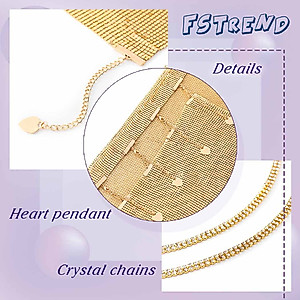 Fstrend Sexy Sequins Short Dress Slit Gold Blackless Metal Skirts Cocktail Body Chain Beach Bikini Rave Clubwear Body Accessories Jewelry for Women and Girls