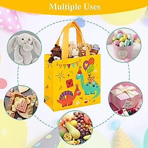 VGOODALL 6PCS Gift Bags with Handles, 8" x 3.5" x 8" Reusable Gift Wrap Bags Large Gift Bags Dinosaur Theme Tote for Kids Birthday Party