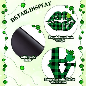 30 Pcs St Patrick's Day Garage Door Decoration Refrigerator Car Magnets Sticker Magnetic Garage Door Magnets Holiday Magnets Plaid Shamrock Magnets for Anniversary Wedding Decor Party Supplies