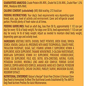 Nature's Recipe Grain Free Wet Dog Food, Chicken & Venison Stew Recipe, 10 Ounce Can (Pack of 12)