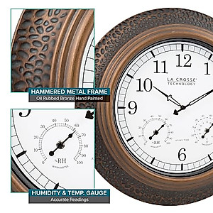 La Crosse Technology 433-3256A-INT 21-inch Bronze Indoor/Outdoor Atomic Analog Wall Clock