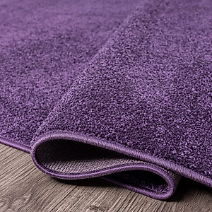 JONATHAN Y SEU100N-212 Haze Solid Low-Pile Indoor Runner Rug, Coastal, Bohemian, Minimalist, Classic, Casual for Bedroom,Kitchen,Living Room,Non Shedding,Easy-Washing, Purple, 2 X 12