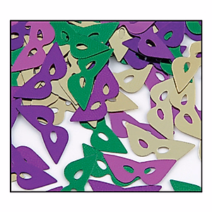 Fanci-Fetti Mardi Gras Masks (asstd gold, green, purple) Party Accessory (1 count) (1 Oz/Pkg)