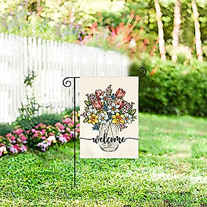 AVOIN colorlife Spring Floral Vase Garden Flag 12x18 Inch Double Sided Outside, Welcome Yard Outdoor Flag