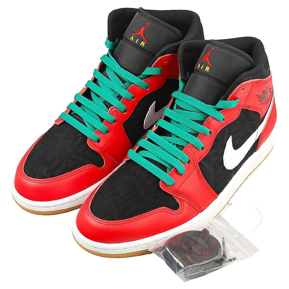 Jordan Mens Air 1 Mid DQ8417 006 Christmas 2022 - Size 9 Black/Fire Red-white-malachite