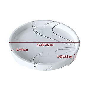 skyehomo Round Resin Marble Tray,Marble Pattern Decorative Storage Organizer,Vanity Tray for Candles,Cosmetics,Perfume,for Bathroom Bedroom Kitchen Nightstand Dressers