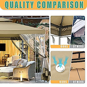 COBIZI 10x13 Outdoor Gazebo, Garden Tent for Patio Canopy with Leaf Screen Steel Frame and Mosquito Netting, Double Roof Canopy Tent for Deck, Backyard, Garden and Lawns, Khaki