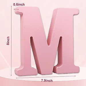 AOCEAN 8 Inch Pink Wood Letters Unfinished Wood Letters for Wall Decor Decorative Standing Letters Slices Sign Board Decoration for Craft Home Party Projects (M)