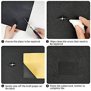 Leather Repair Tape Patch Kit Black 3 x 60 inch Leather Repair Patch Self Adhesive for Furniture, Couch, Sofa, Car Seats,Computer Chair, First Aid Vinyl Repair Kit