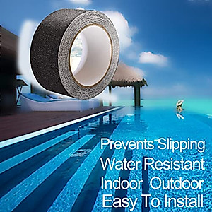 YouOKLight Anti Slip Tape, Heavy Duty Non Slip Tape, Waterproof Strong Traction Anti Slip Grip Tape, 80 Grit Safety Walk Tape, Grip Tape for Stairs, Indoor and Outdoor Used, 2 Inch x 32.8 Ft, Black