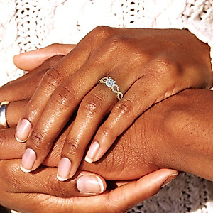 1.36 Ct Round Cut Clear Simulated Diamond 14K Yellow White Gold Solitaire with Accents Engagement Promise Ring Size 5.25