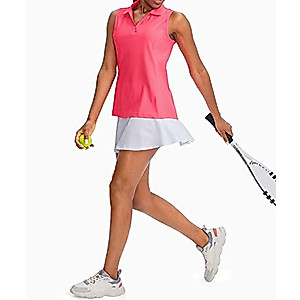 G Gradual Women's Sleeveless Golf Polo Shirts Tennis Quick Dry Collared Tank Tops V-Neck Polos for Women(Watermelon,XL)