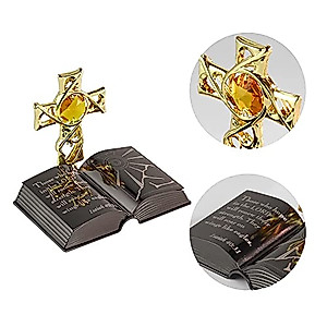 CRYSTOCRAFT Mini Bible Series Gift with Austrian Crystal Studded Art Home Decor for Your Loved One, Friends (Gold) (Mini Cross Bible Story B)