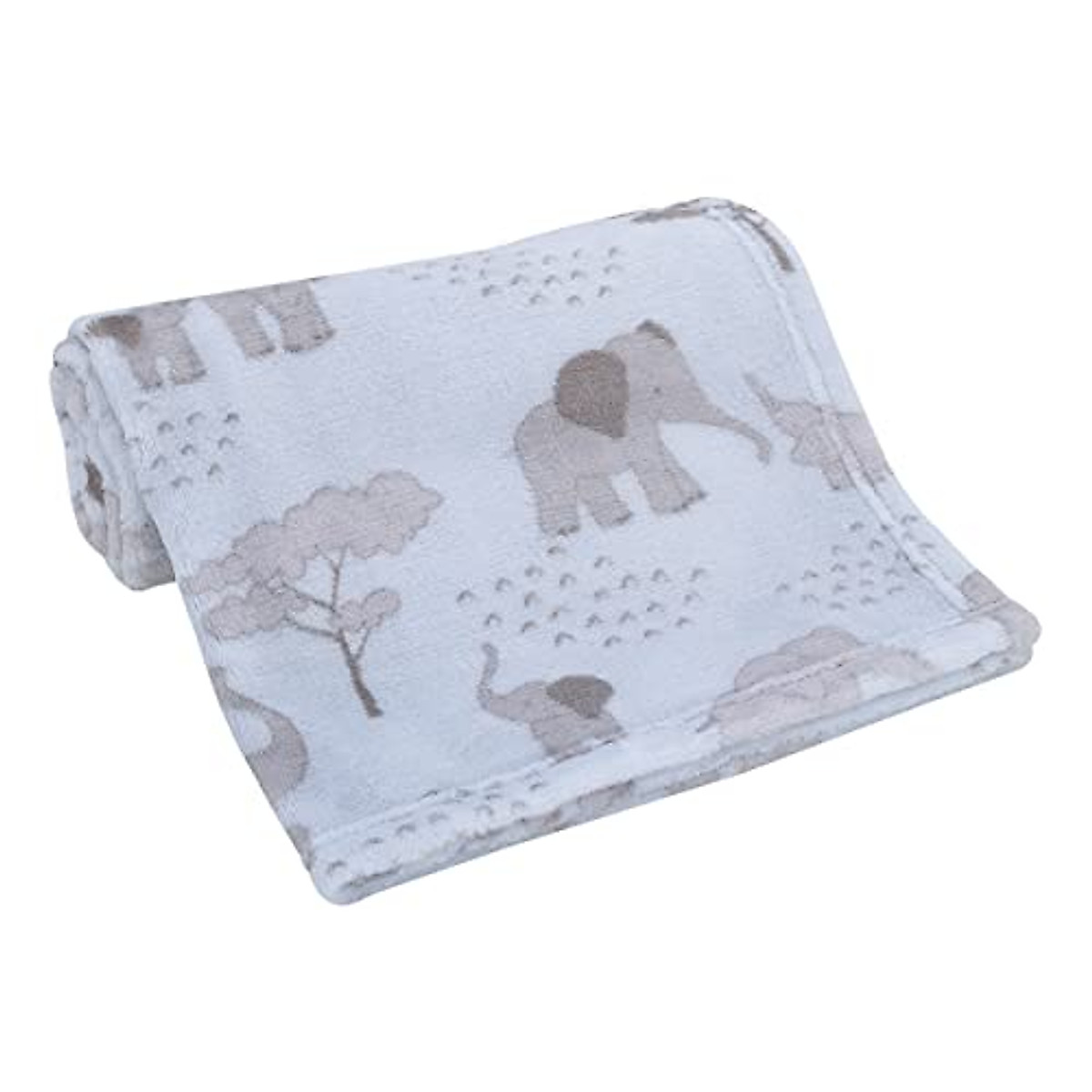 NoJo Little Love Super Soft Blue and Grey Elephant Plush Baby Blanket