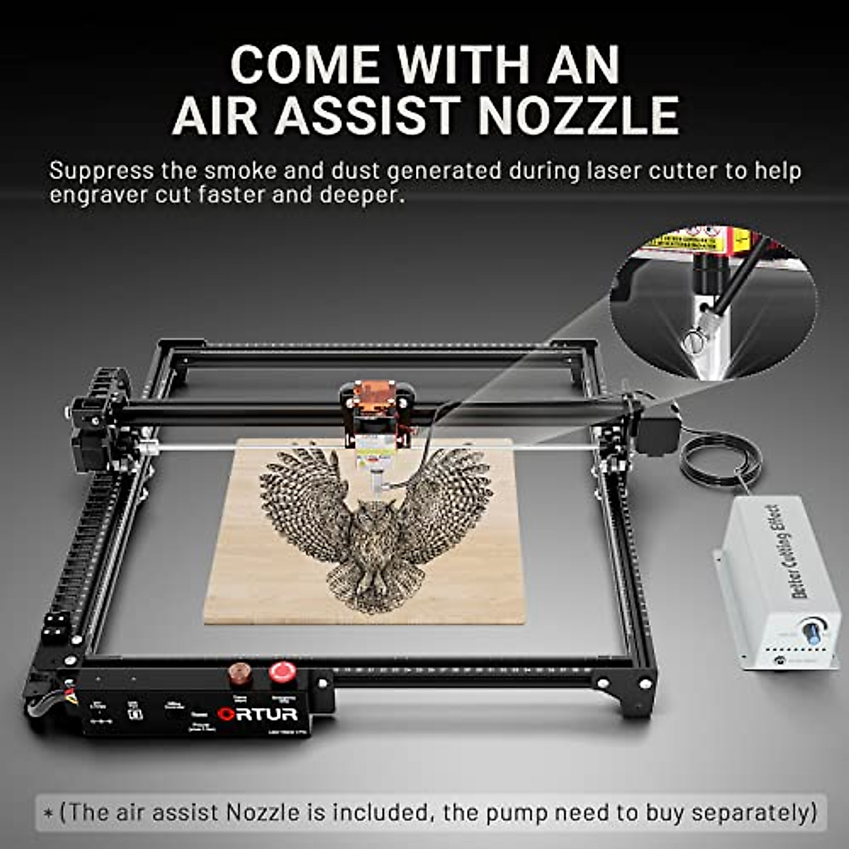 ORTUR 24V Laser Engraver 2 Pro-S2-LF, Laser Machine 5.5W Output Power, Laser Cutter for Metal and Wood 400 * 400mm (with Air Assist Nozzle)