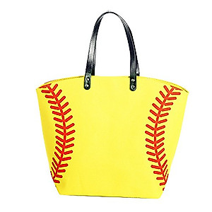 E-FirstFeeling Large Softball Tote Bag Sports Prints Tote Handbag Beach Bag Travel Bag for Women (Softball)