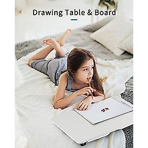 Folding Lap Desk, Ruxury Laptop Stand Bed, Breakfast Serving Tray, Portable & Lightweight Mini Table, Lap Tablet Desk for Sofa Couch Floor - White