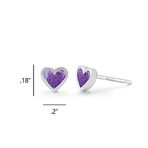 Boma Jewelry Sterling Silver Heart Stud Earrings (Purple Turquoise)