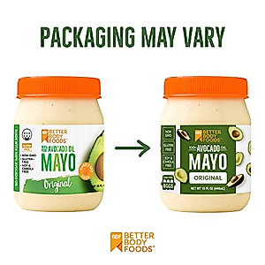 BetterBody Foods Avocado Oil Mayonnaise, Non-GMO Mayo Spread Made with Cage-Free Eggs, Paleo (15 Ounces)