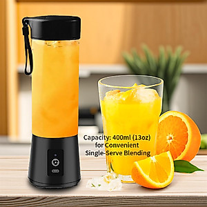 Lyrique Portable Blender: 400ml Personal Electric Blender for Shakes & Smoothies, USB-C Rechargeable, Sharp Stainless Steel Blades with Efficient Mixing Function (Black)