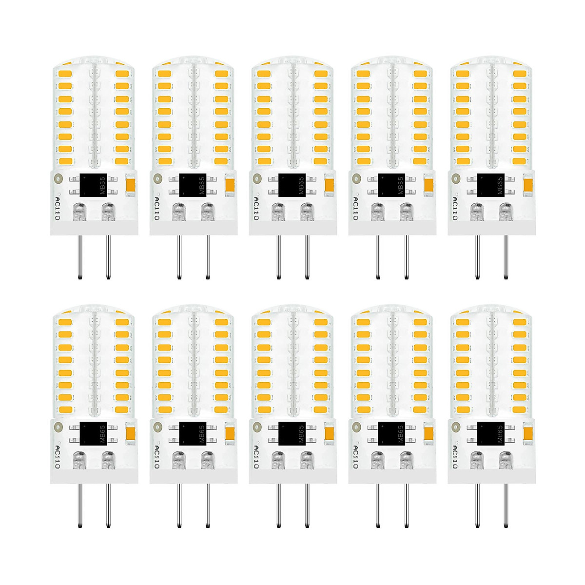 TIANZHILANSKY Pack 10 Mini G4 LED Bulb Dimmable 110V 120V 2.6W 280 Lumens 64pcs Silicone Lamp Equivalent to 20W Halogen Bulb Replacement Warm White 2700K-3200K 3000K Home Lighting