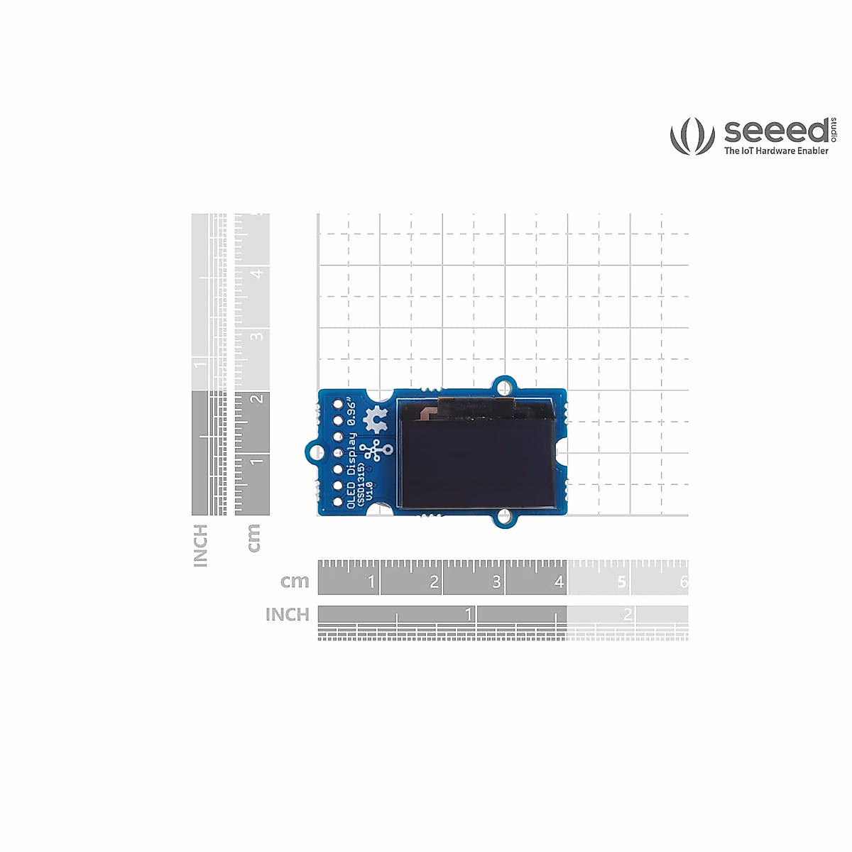 Seeed Studio Grove - OLED Yellow&Blue Display 0.96 (SSD1315) - SPI/IIC -3.3V/5V with I2C and SPI, Blue and Yellow Bi-Colour Display with 12864 Resolution.