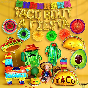 KatchOn, 30 PCS Taco Bout A Fiesta Decorations - Mexican Party Decorations | Mexican Banner, Taco Balloons | Fiesta Balloons for Fiesta Party Decorations, Taco Decorations | Taco Party Decorations