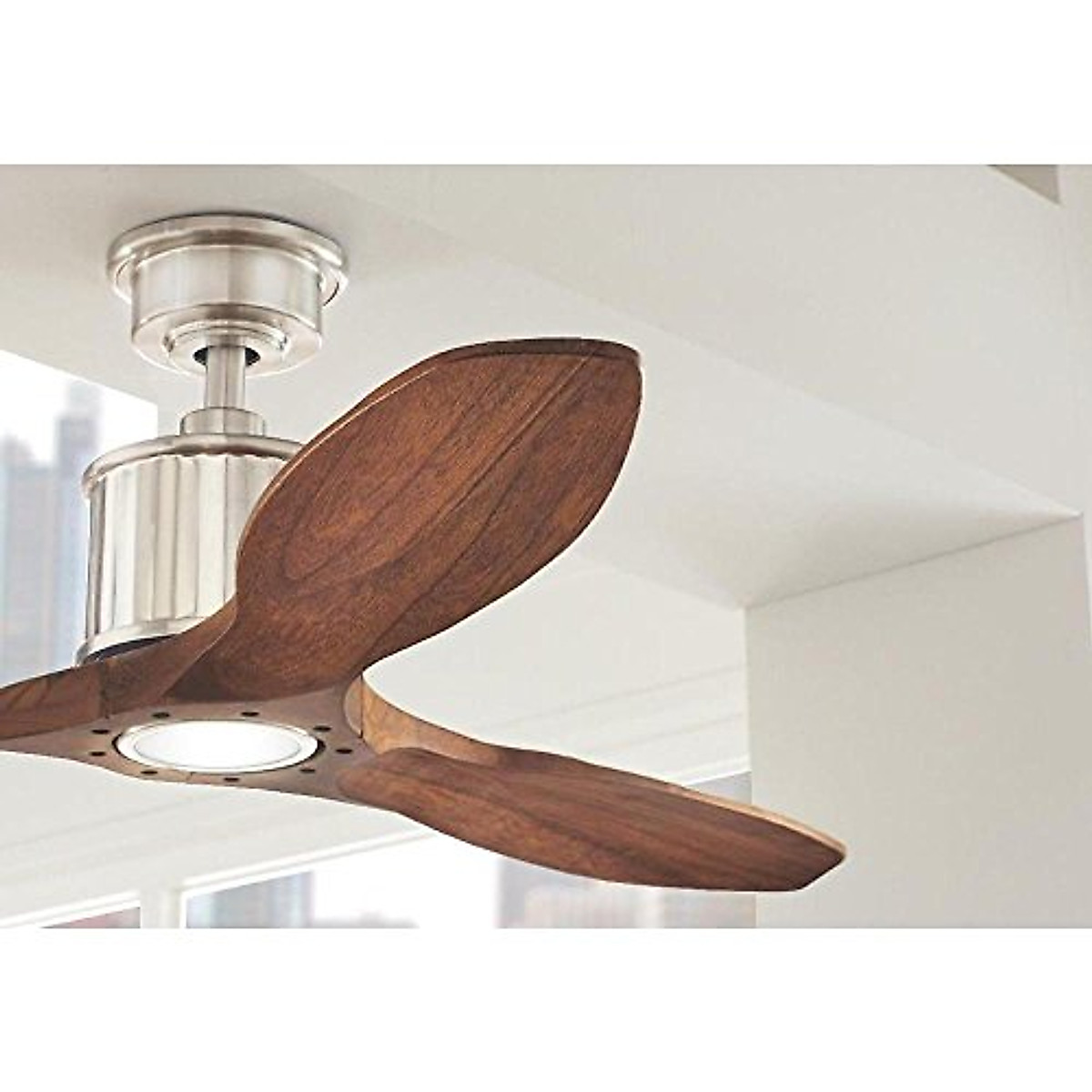Home Decorators Collection Reagan 52 Inch LED Indoor Brushed Nickel Ceiling Fan with Light Kit and Remote Control