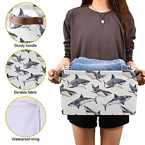 SDMKA Fabric Storage Baskets Sharks Foldable Baskets Large Storage Bins for Organizing Shelves Closet Home, Decorate Your Rooms