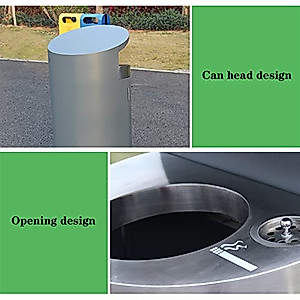 DYPASA Outdoor Trash Cylindrical Trash Can, Semi-Open Stainless Steel Outdoor Trash Can with Ashtray, Durable Commercial Outdoor Waste Container, Easy to Install Outdoor Garbage Can