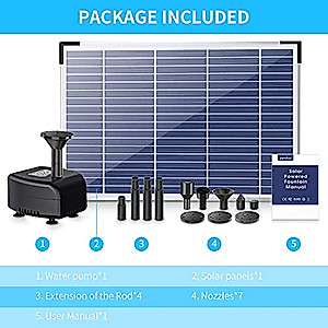 Solar Water Fountain Outdoor, 12 Watt Solar Fountain Pump Kit, Solar Water Pump Kit Adjustable with 7 Water Styles for Garden Fish Pond Pool Hydroponics Bird Bath