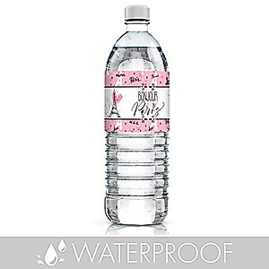 Paris Party Water Bottle Labels - 24 Stickers