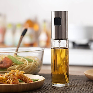 ZIZZO HOME Oil Sprayer for Cooking, 2 Pack Olive Oil Sprayer Mister, Spray Bottle for Kitchen, 100ml Glass, Oil Vinegar Spritzer Sprayer Glass Bottles for Salad, cooking, roasting, BBQ