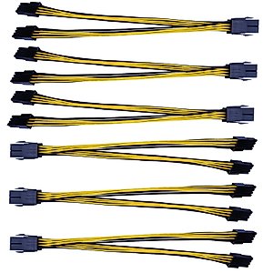 Sruixin Pcie Splitter,GPU VGA 8 Pin to Dual 8 Pin (6+2) Mining Graphics Card Extension Power Cable 9 Inches (6 Pack)