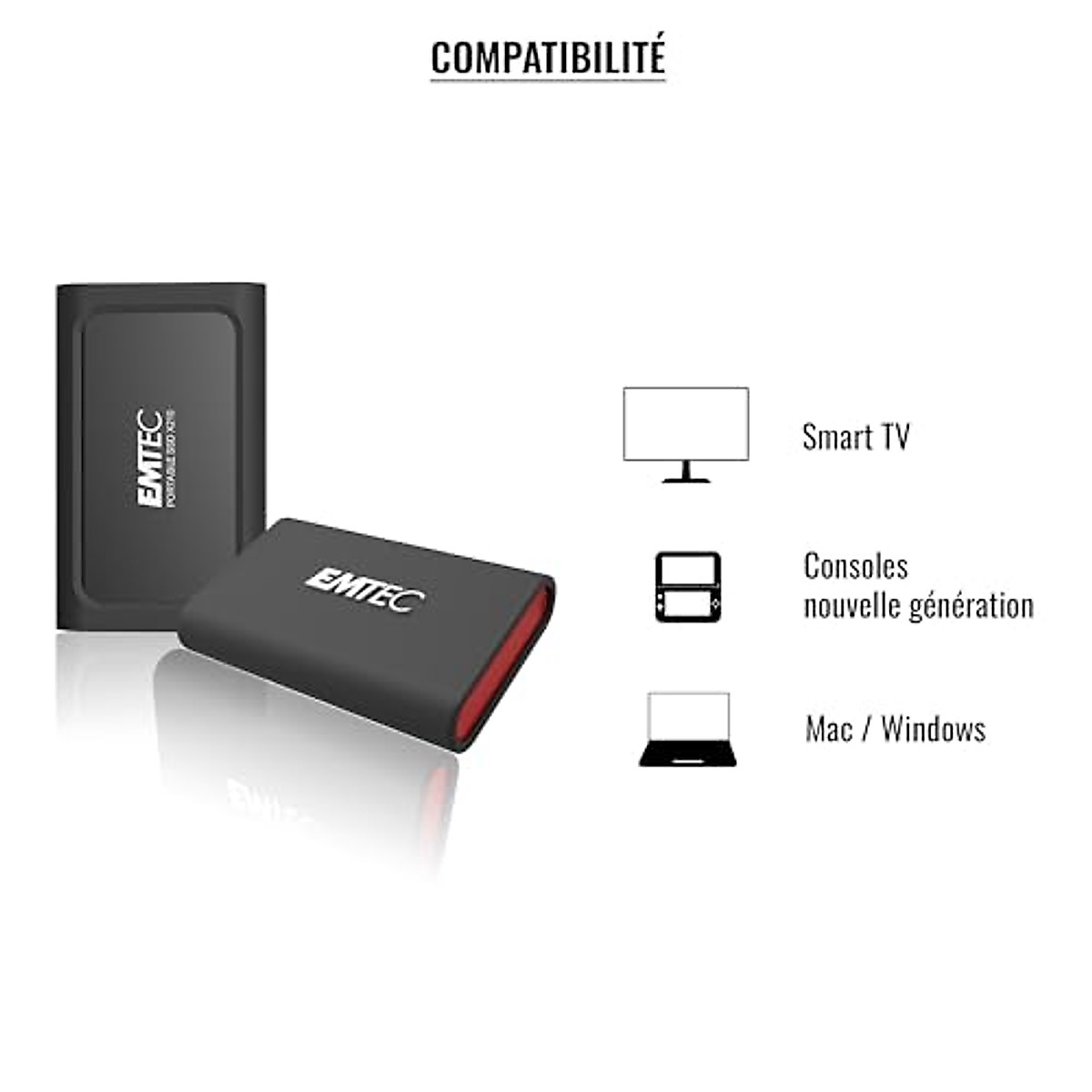 Emtec 256GB X210 Elite SATA III Portable Solid State Drive (SSD) with NAND Technology ECSSD256GX210
