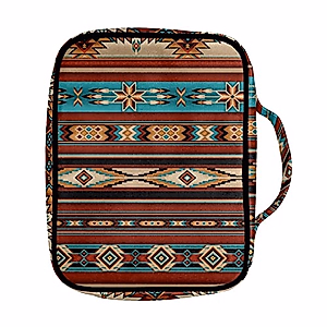 Buybai Personality Bible Cover for Men Women Aztec Tribal Geometric Printed Bible Carrying Case with Handle and Zipper