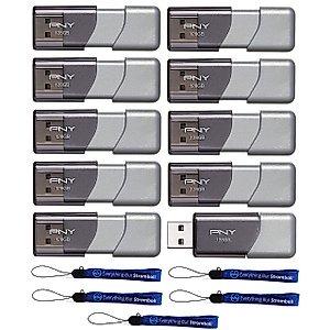 PNY 128GB USB 3.0 Flash Drive Elite Turbo Attache 3 (Ten Pack) Bundle with (5) Everything But Stromboli Lanyard (P-FD128TBOP-GE)