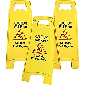 Galashield Wet Floor Sign 3 Pack 2-Sided Safety Yellow Warning Signs Commercial 26" Caution Wet Floor Signs