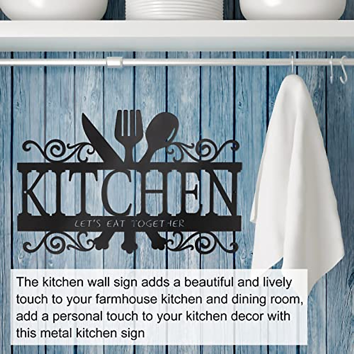 QUEEN KING Metal Kitchen Wall Decor, Kitchen Signs Wall Decor, Rustic Metal Kitchen Decor Sign, Country Farmhouse Wall Art Decoration for Home, Kitchen or Dining Room 13.8 x 8.8 Inches (Black)