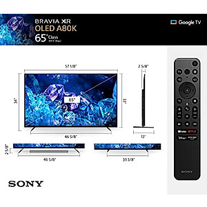 Sony 65 Inch 4K Ultra HD TV A80K Series: BRAVIA XR OLED Smart Google TV with Dolby Vision HDR and Exclusive Features for The Playstation® 5 XR65A80K- 2022 Model (Renewed)