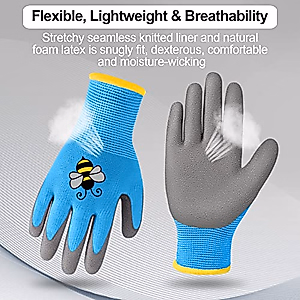 18 Pairs Kids Gardening Gloves Children Garden Glove Foam Rubber Coated Yard Work Gloves for Kids Toddlers Youth Boys Girls (Medium (Age 6-8))