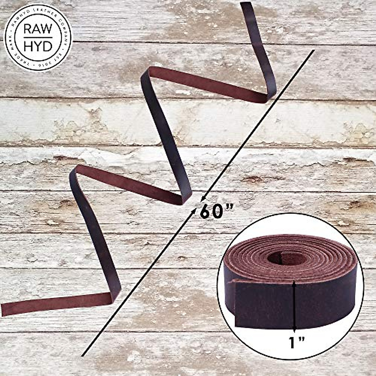 Leather Strap - Full Grain Buffalo Leather Strips for Crafts – Brown Leather Straps 1 Inch Wide Ideal for Arts and Crafts, Tooling, Jewelry, DIY Home Decor, & More - 1” x 60” Tooling Leather Strip