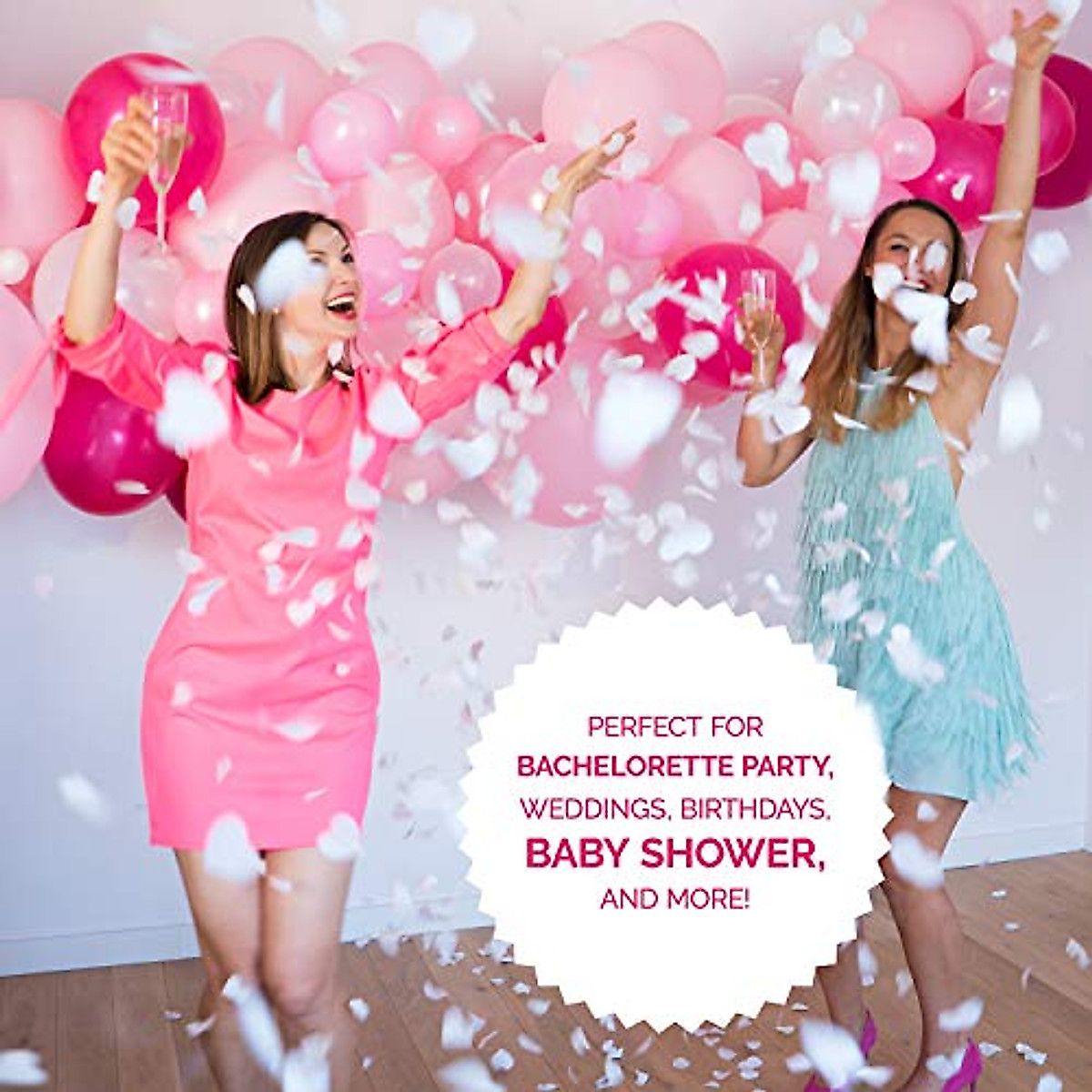 Balloon Garland Kit, Rose Pink and White Balloons, Balloon Arch Kit for Wedding Baby Shower Birthday, Ballon Garland Kits includes 100 Assorted Balloons, Decorating Strip Tape, Glue Points