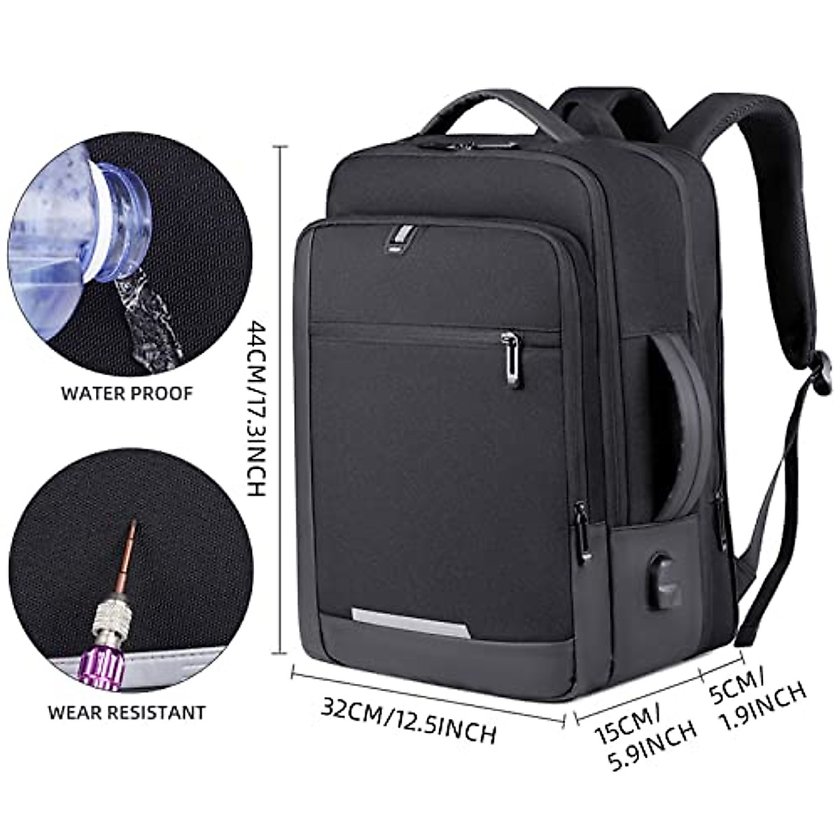 Backpack, Laptop Backpack, Carry on Backpack,Travel Backpack, 17 Inch Large Carry on School Backpack Extra Large Bookbag for Men Women Backpack,Travel Laptop Backpack with USB Port (Black)