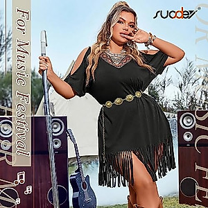 SUOSDEY Women Metal Waist Chain Belt Concho Western Cowgirls Country Belt for Jeans Dress